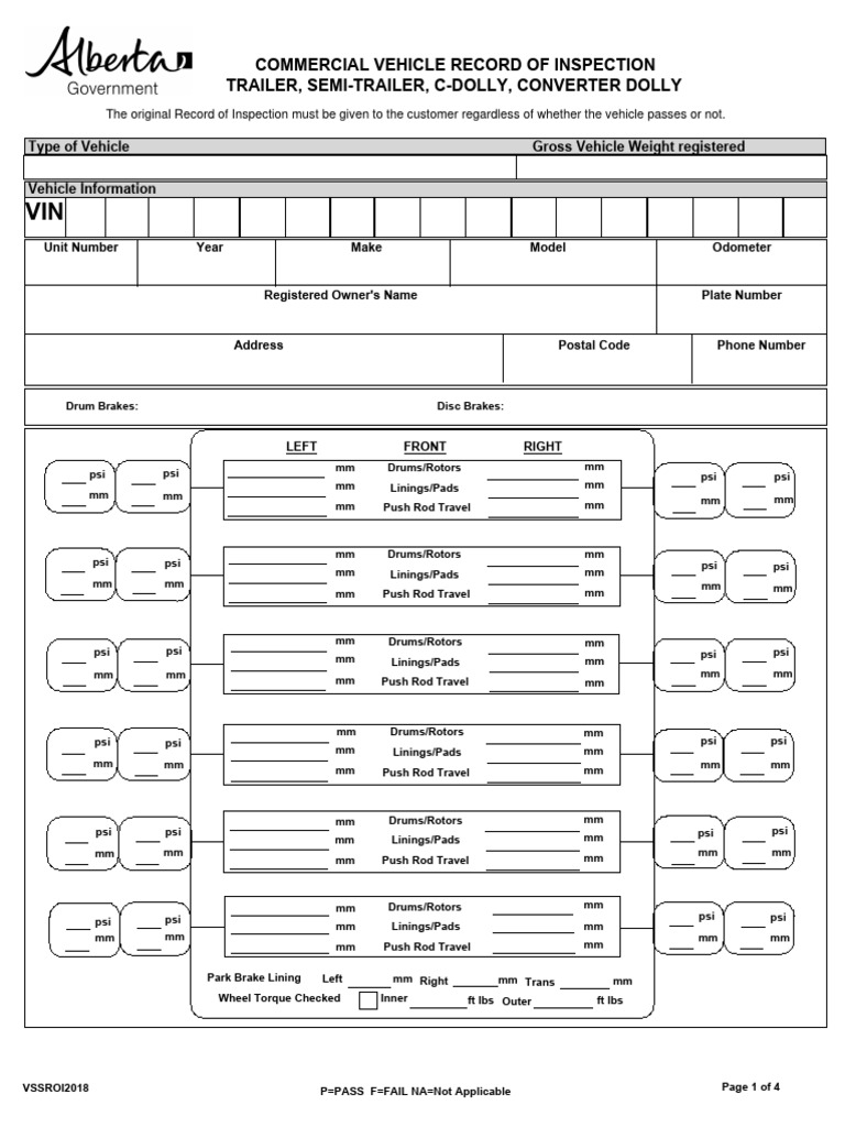 Commercial Vehicle Inspection Report | PDF | Brake | Trailer (Vehicle)