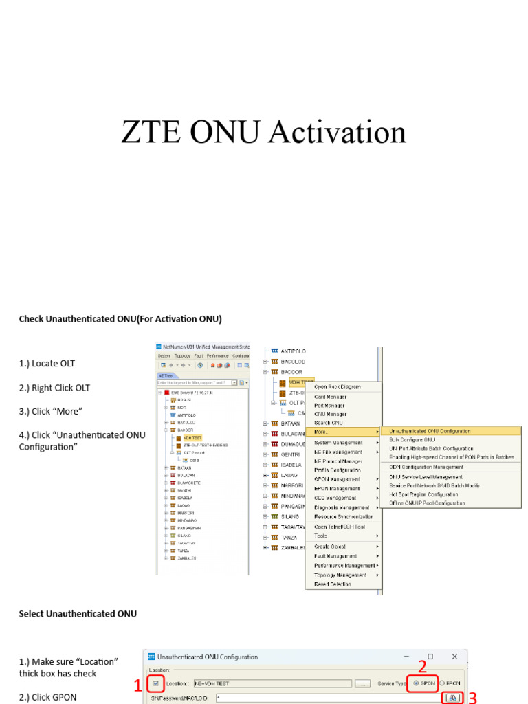 ZTE ONU Activation | PDF | Computer Network | Network Layer Protocols