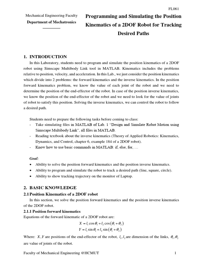 TN2 ProgrammingRobotMATLAB 26.05.2020 English | PDF | Kinematics ...