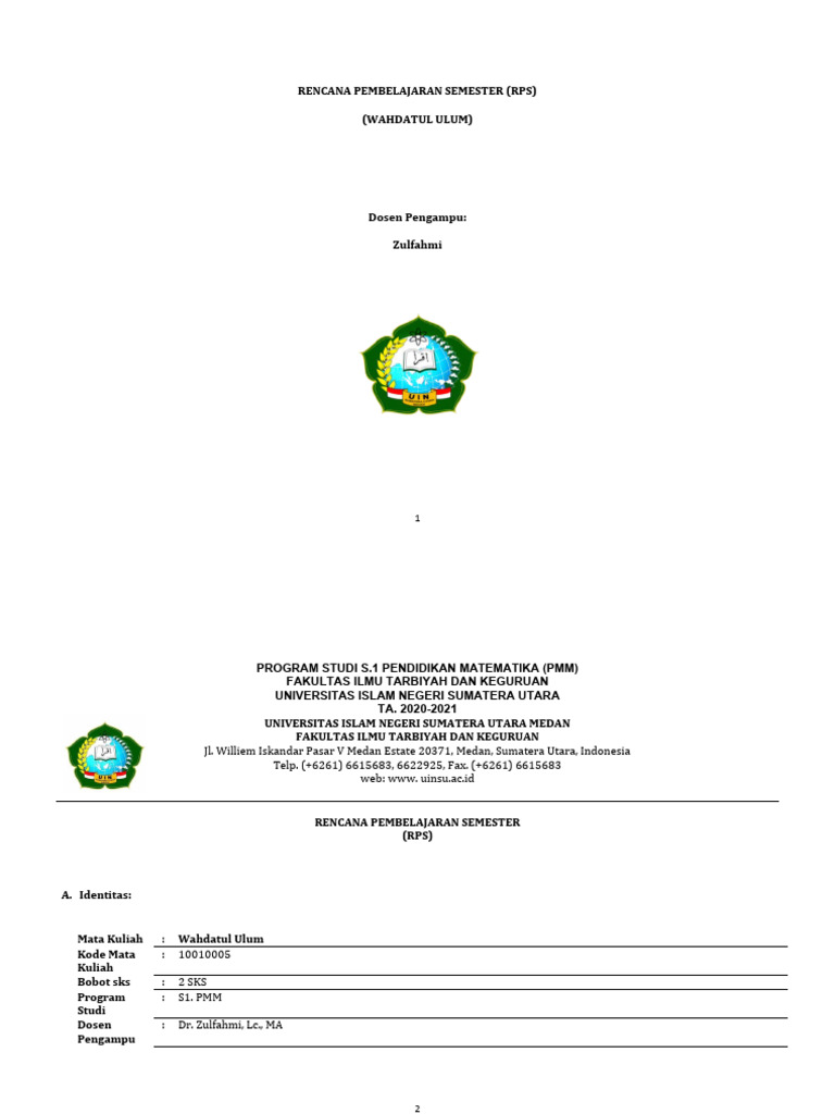RPS Pendidikan Matematika | PDF