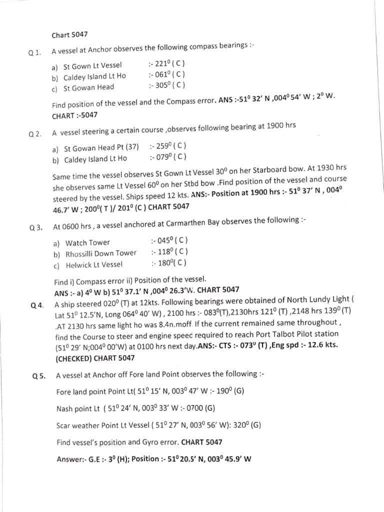 5047 Chart - Q & A Set | PDF | Shipping | Ships