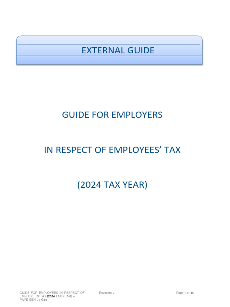 PAYE GEN 01 G18 Guide For Employers Iro Employees Tax For 2024 External ...