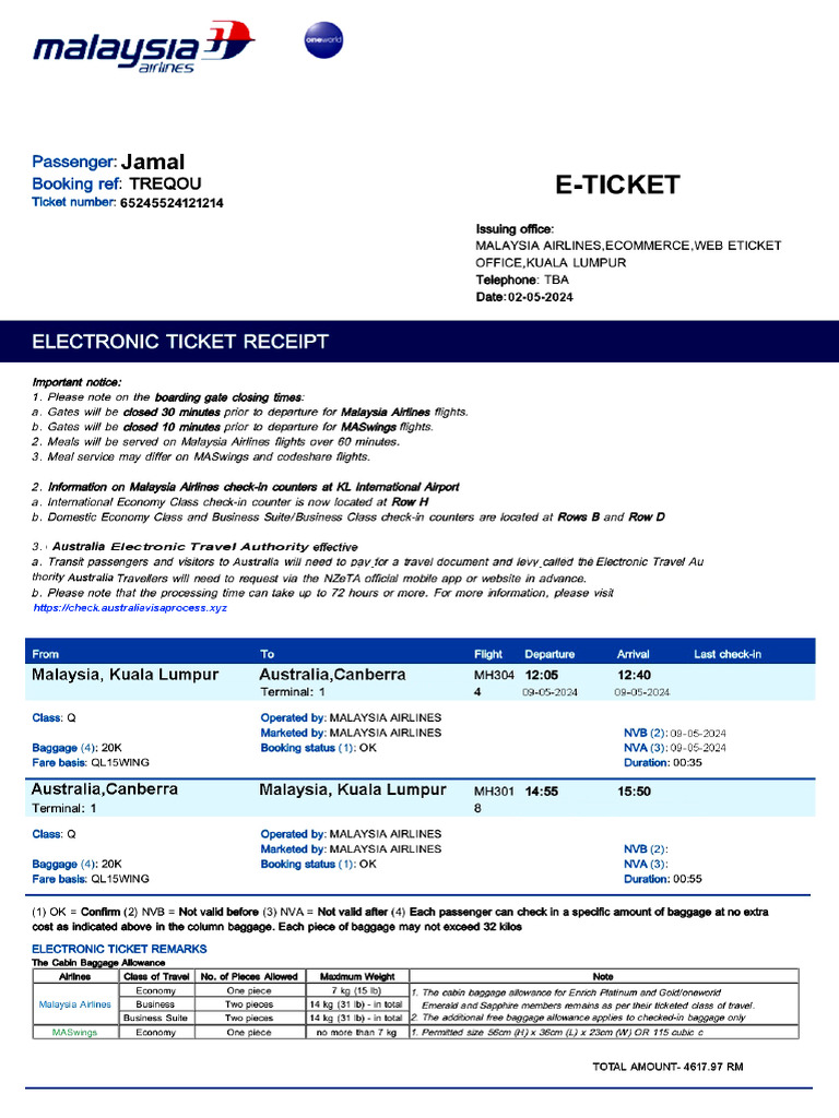 Jamal Ticket | PDF