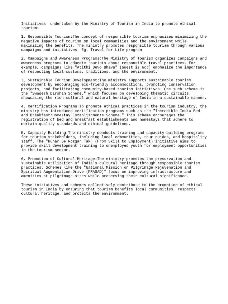 Initiatives For Ethical Tourism | PDF