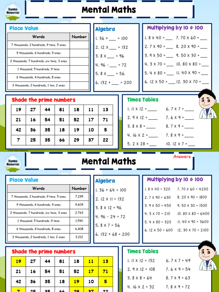 Grade 5 Mental Maths Worksheet 1 | Download Free PDF | Mathematics ...