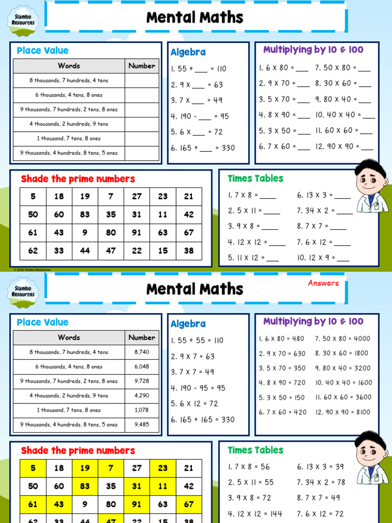 Grade 5 Mental Maths Worksheet 2 | PDF | Mathematics | Arithmetic