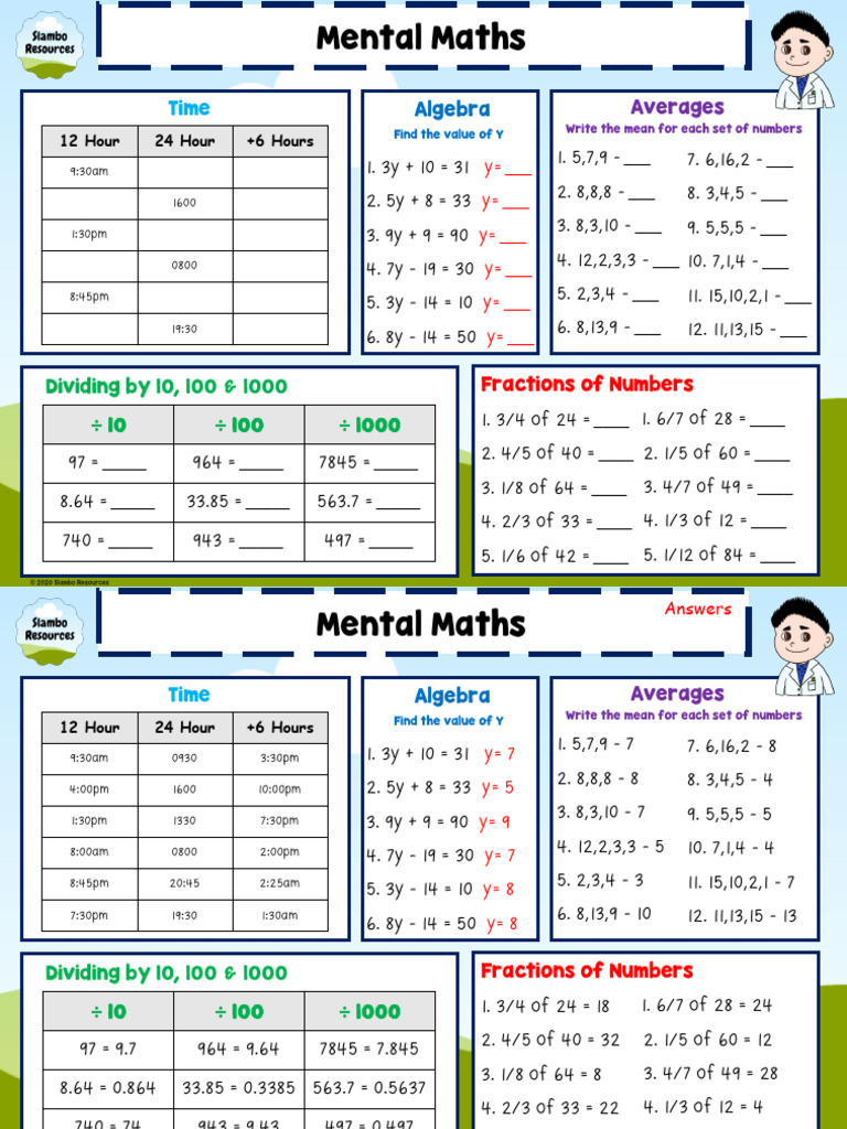 Grade 6 Mental Maths Worksheet 5 | PDF | Mathematics