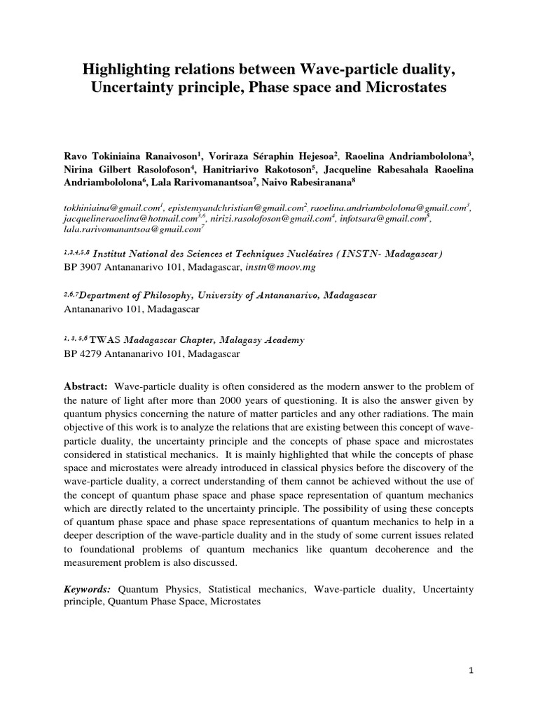 Wave Particle Duality and Phase Space | PDF | Wave Function | Quantum ... Wave Particle Duality and Phase Space | PDF | Wave Function | Quantum ...