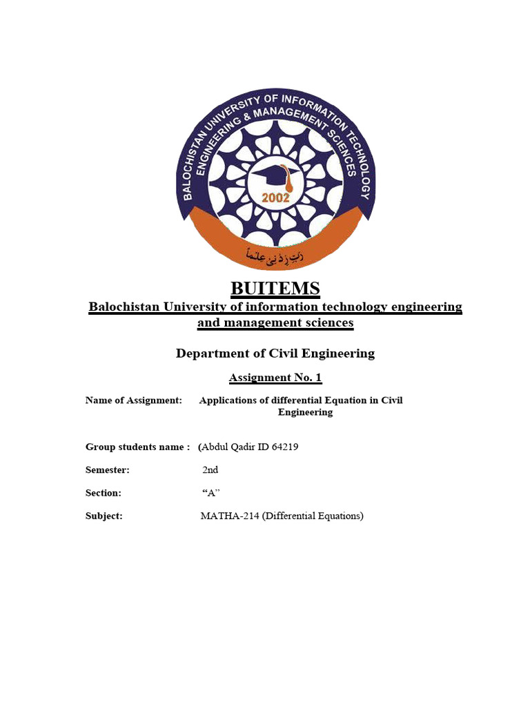 Application of Differential Equation Assignment | PDF | Buckling | Beam ... Application of Differential Equation Assignment | PDF | Buckling | Beam ...