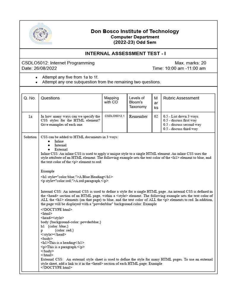 Solution IP - IA1 - 22-23 | PDF | Html | Html Element