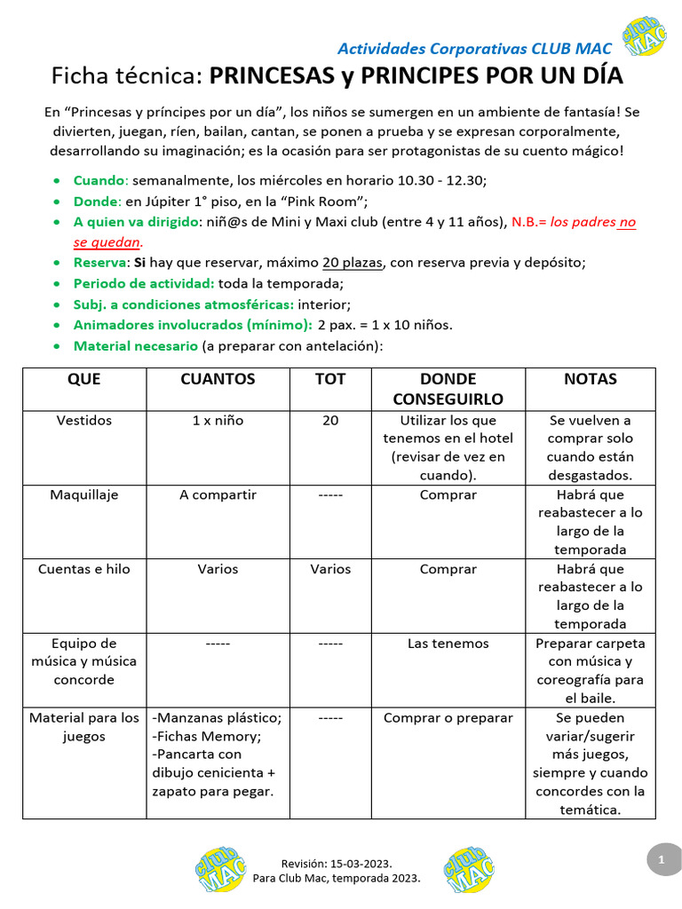 Maki Club: Princesas y Príncipes 2023 | PDF