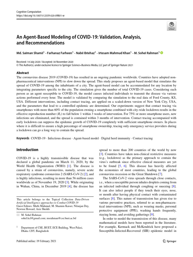 COVID-19 Spread: Agent-Based Model | PDF | Infection | Simulation