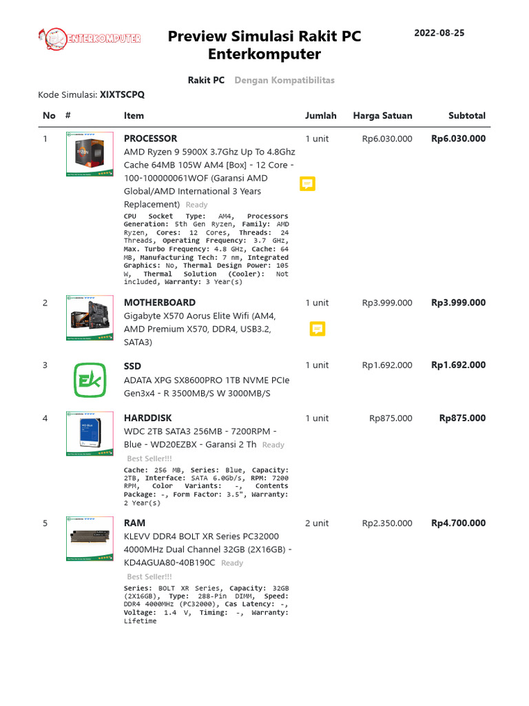 Simulasi - Rakit PC - Enterkomputer Jual Beli Online Komputer, Rakit PC ...
