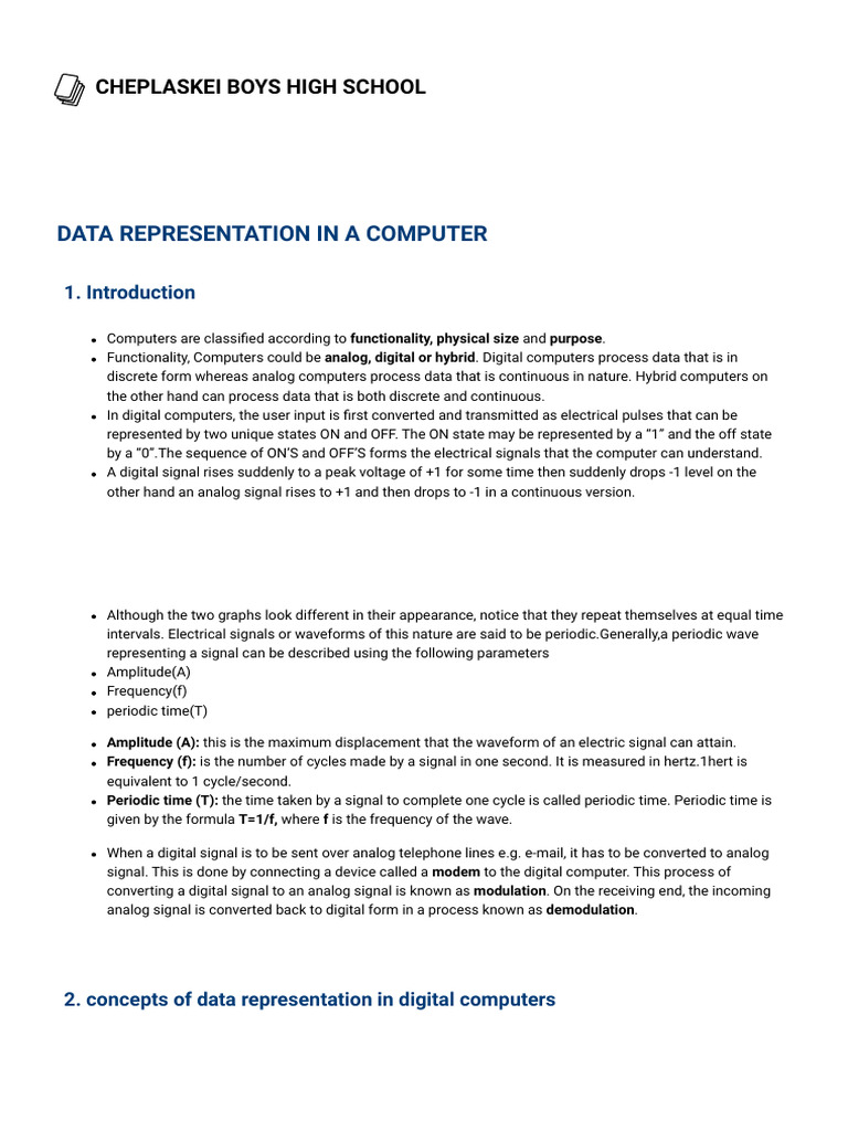 Data Representation in A Computer - 1570623181877 | PDF | Binary Coded Decimal | Decimal