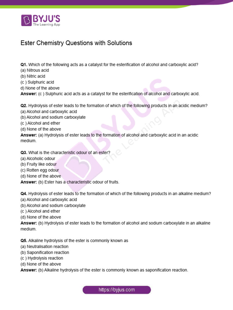 Ester-Questions.docx | PDF | Ester | Carboxylic Acid