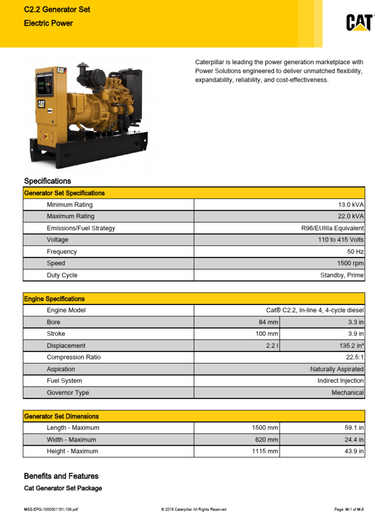 Caterpillar C2.2. Spec Sheet | Download Free PDF | Diesel Engine ...