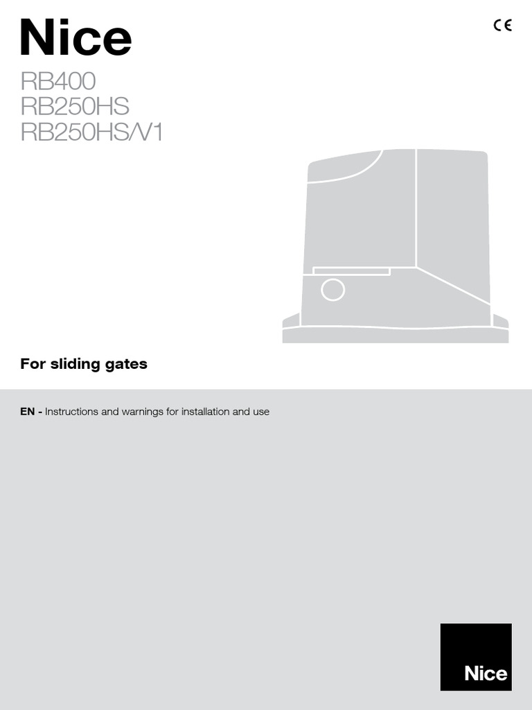 Nice Robus RB400 Installation Manual | PDF | Automation | Electrical ...