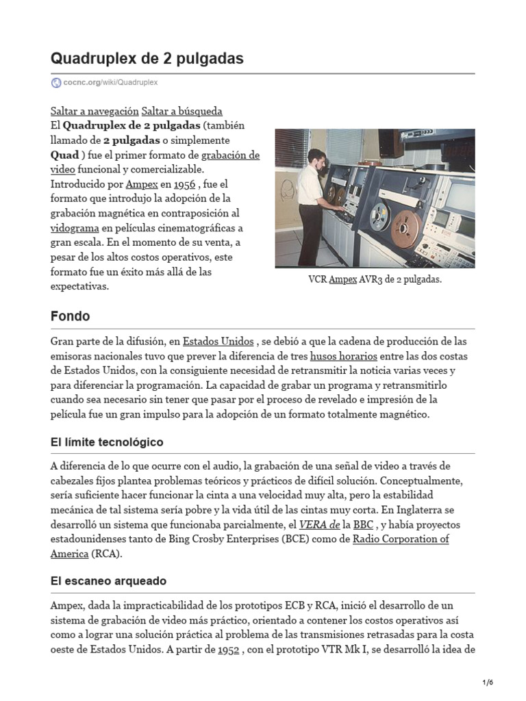 Quadruplex de 2 Pulgadas | PDF | Vídeo | Filmar con una videocámara