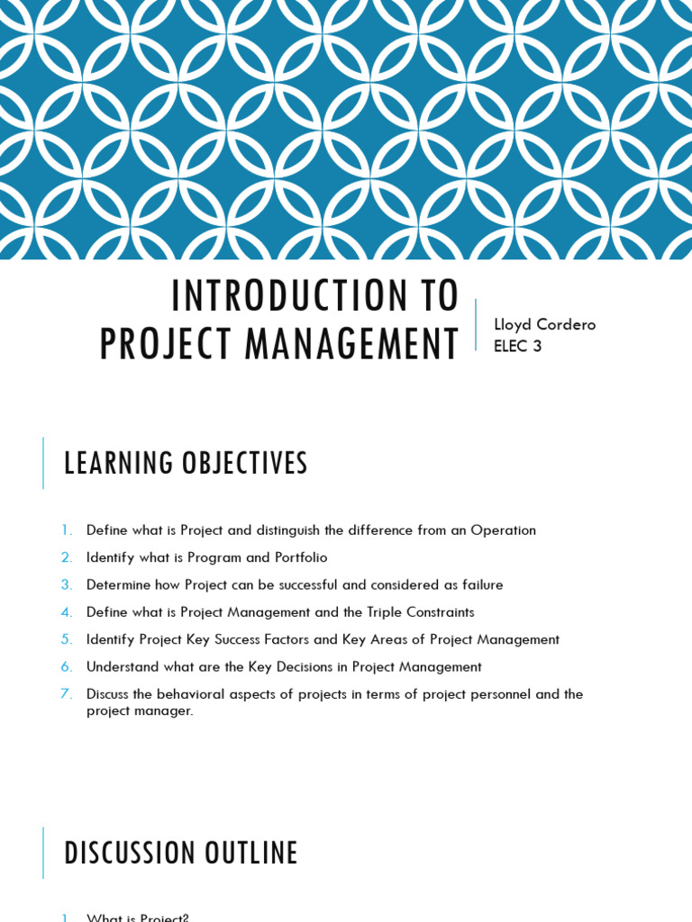 Lm1 Introduction To Project Management | Pdf | Project Management | Risk
