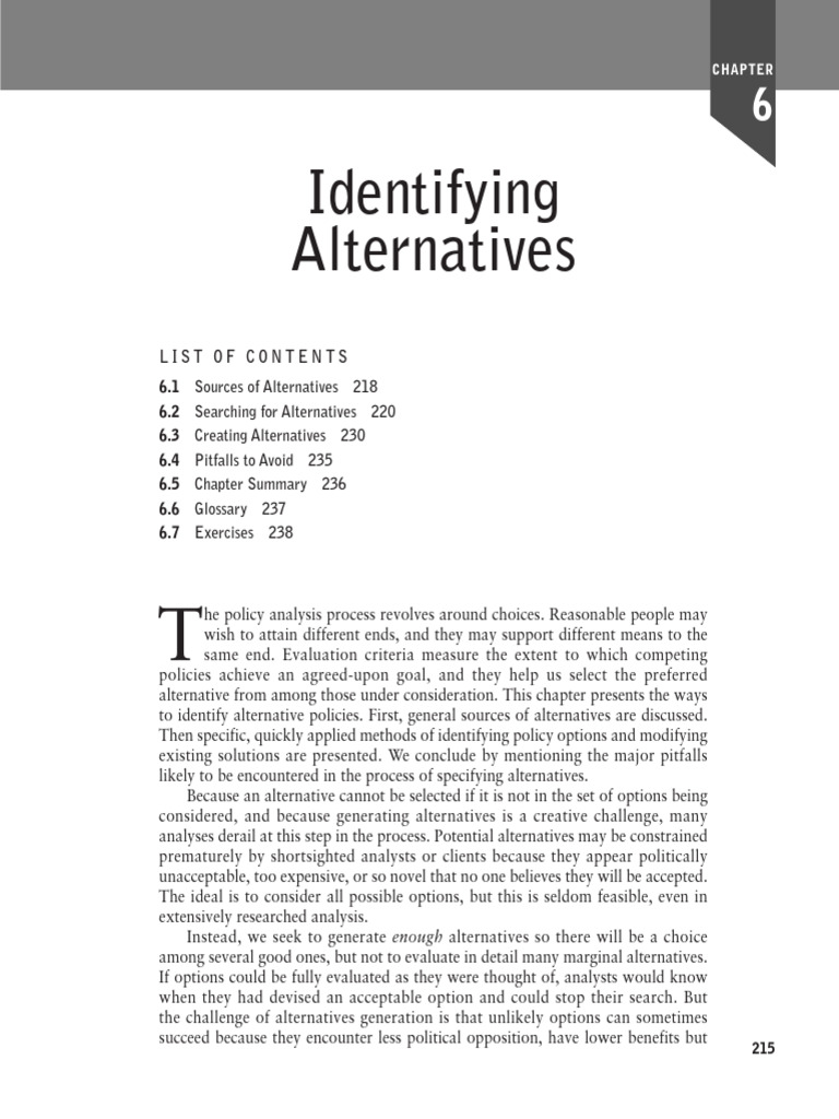Ref 2 - Identifying Alternatives Policy | PDF | Brainstorming ...