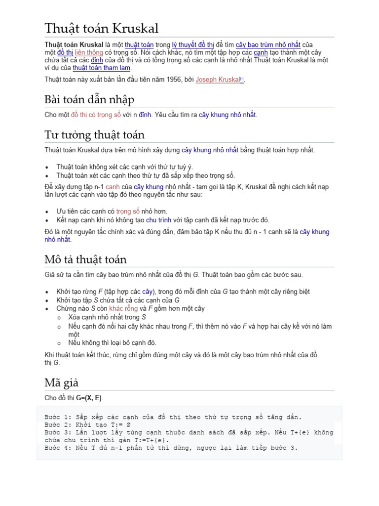 Thuật toán Kruskal | PDF