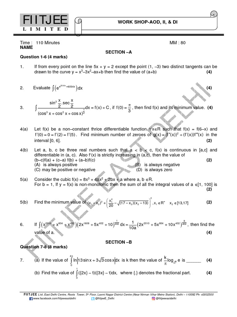 Aod & Di, II-workshop | PDF | Mathematical Analysis | Analytic Geometry