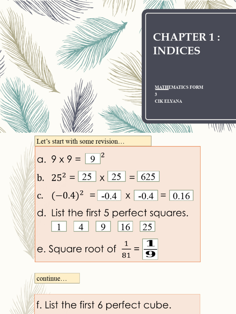 KSSM FORM 3 Chapter 1 Indices | PDF | Computers | Technology & Engineering