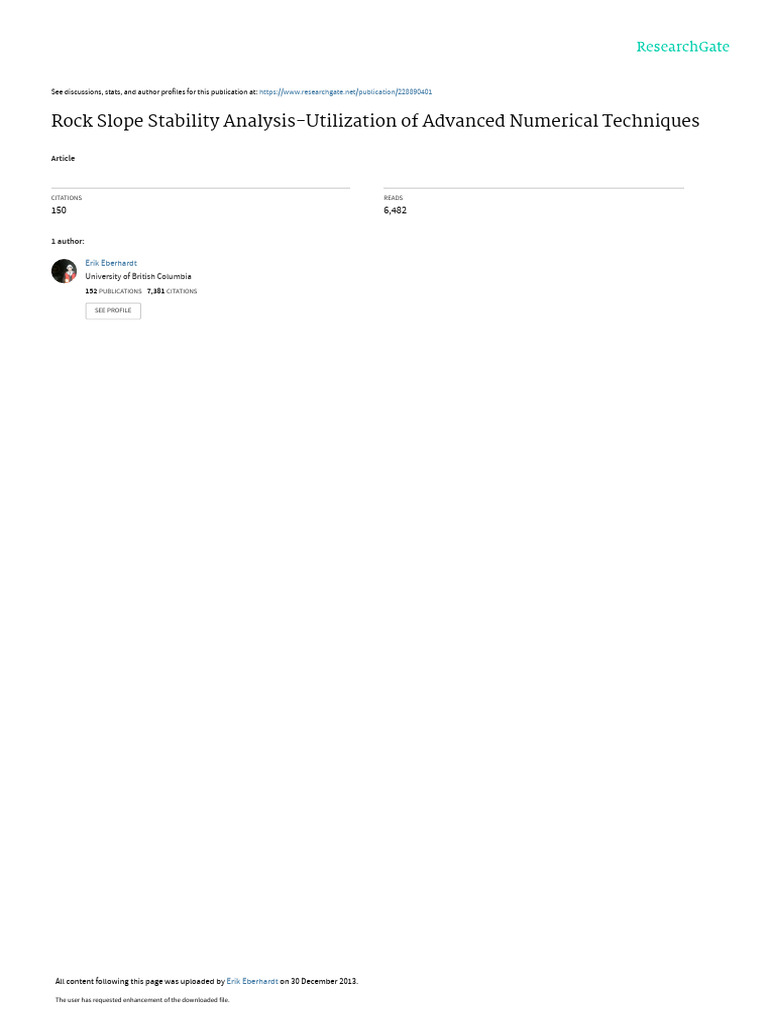 Rock Slope Stability Analysis-Utilization of Advan | Download Free PDF ...