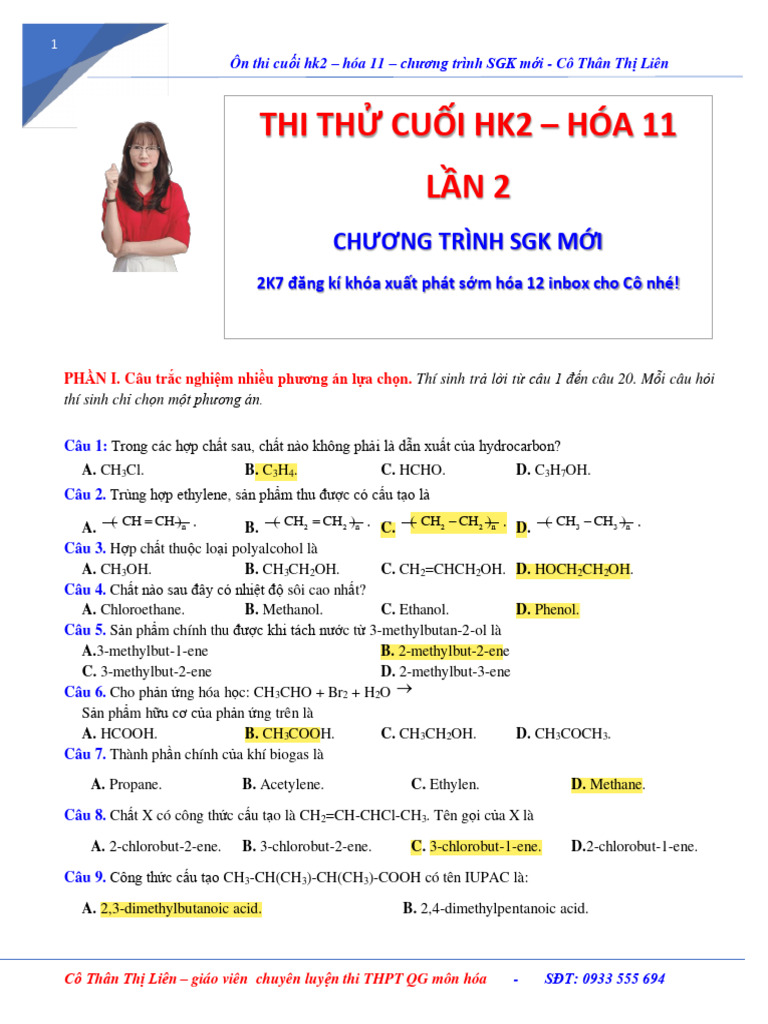 ĐỀ ÔN THI CUỐI HK2 LẦN 2 | PDF