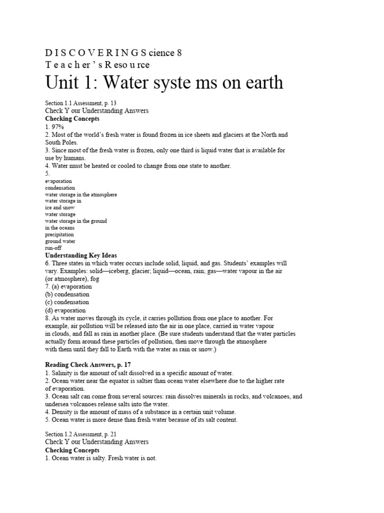 Chapter 1 Answers For Questions From Text | PDF | Seawater | Water