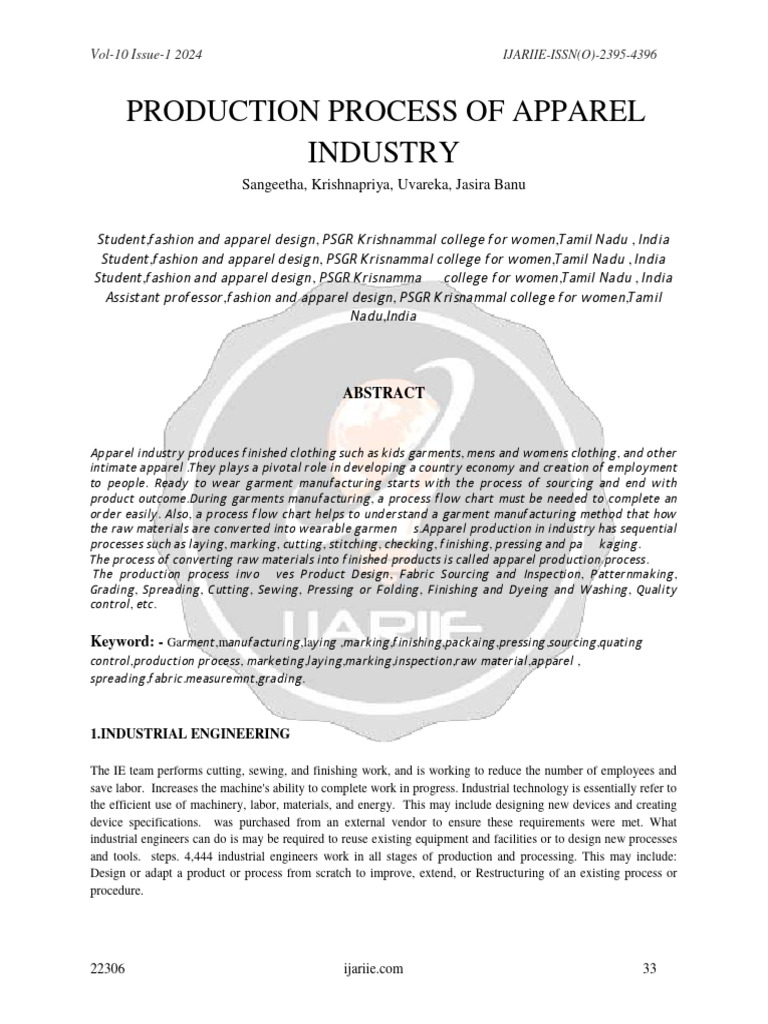 Apparel Industry Production Process | PDF | Textiles | Sewing