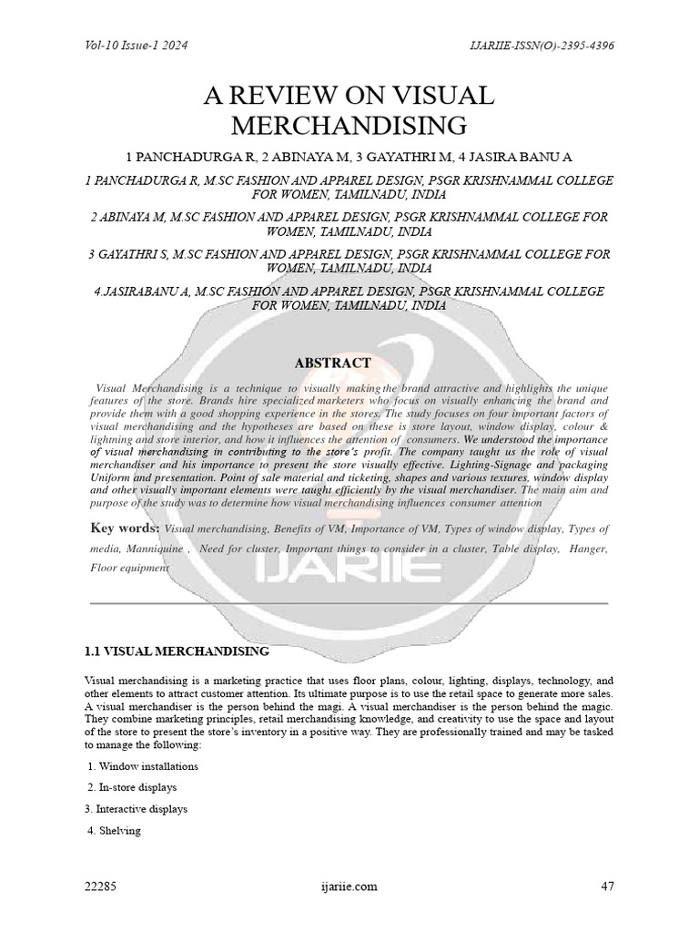 A REVIEW ON VISUAL MERCHANDISING Ijariie22285 | PDF | Retail | Marketing