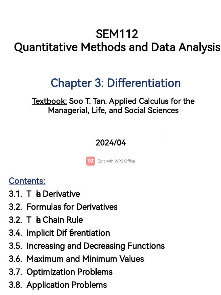 Ch3 Differentiation | PDF | Derivative | Function (Mathematics)