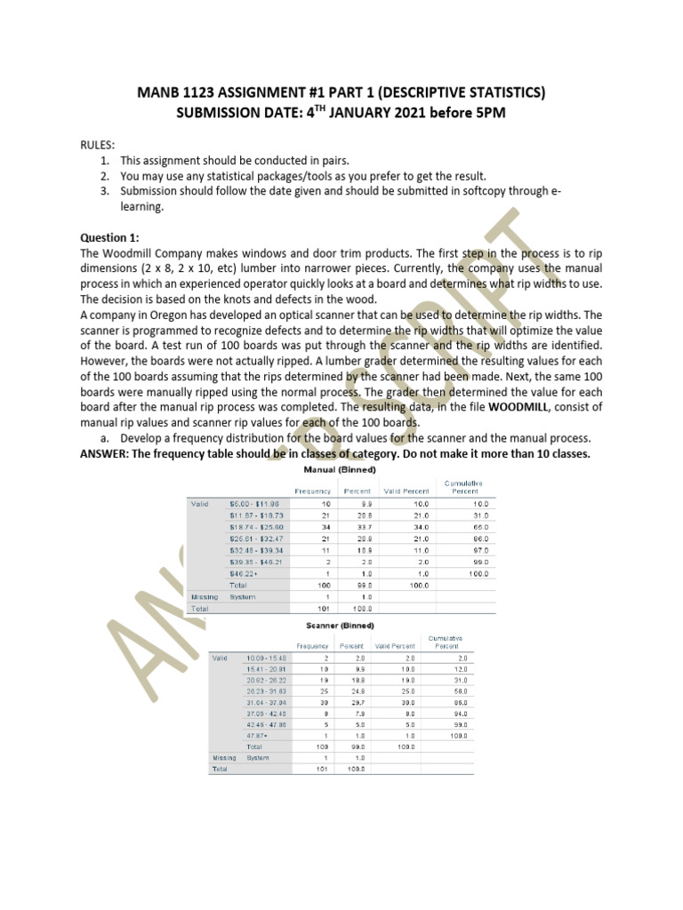 Assignment 1 - PART1 - ANSWER | PDF | Coefficient Of Variation