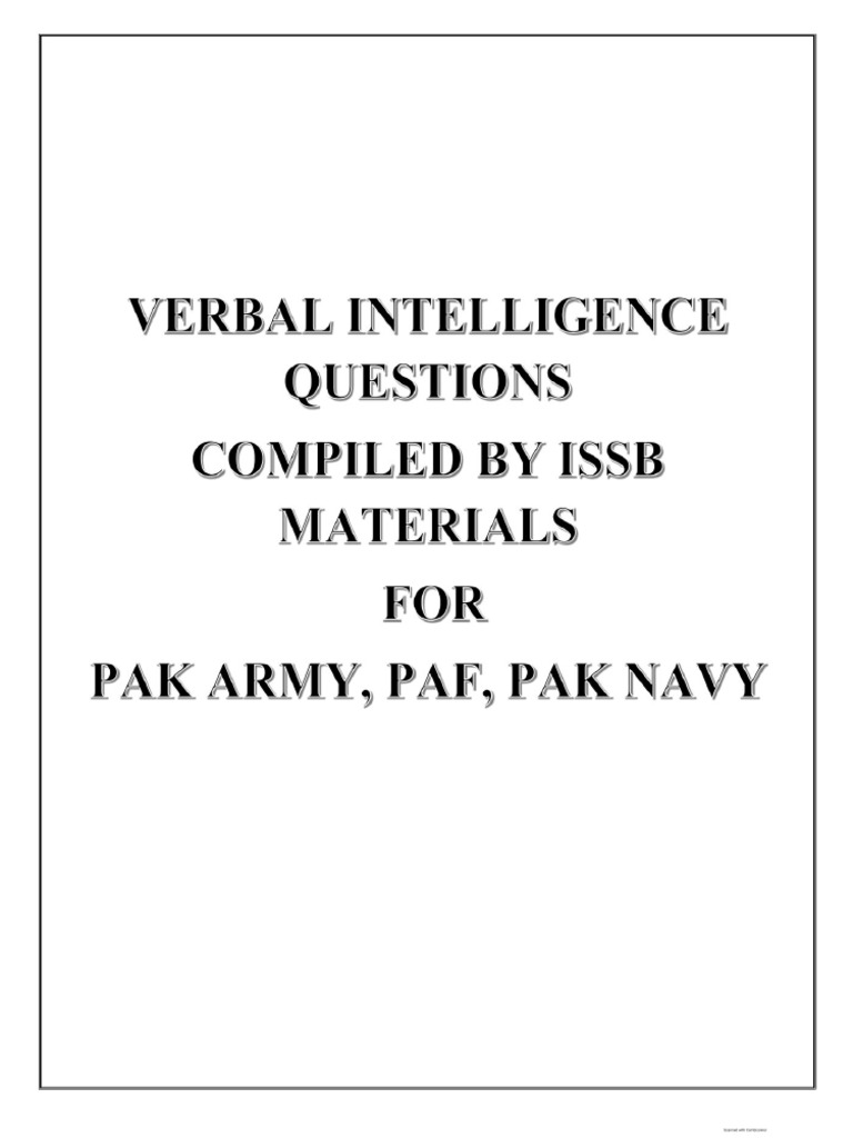Verbal Intelligence Book by Issb Materials | PDF