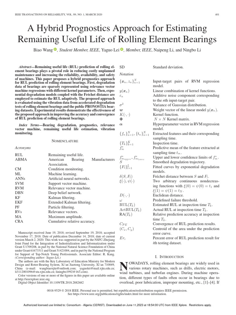 Hybrid RUL Prediction for Bearings | PDF | Regression Analysis | Normal Distribution