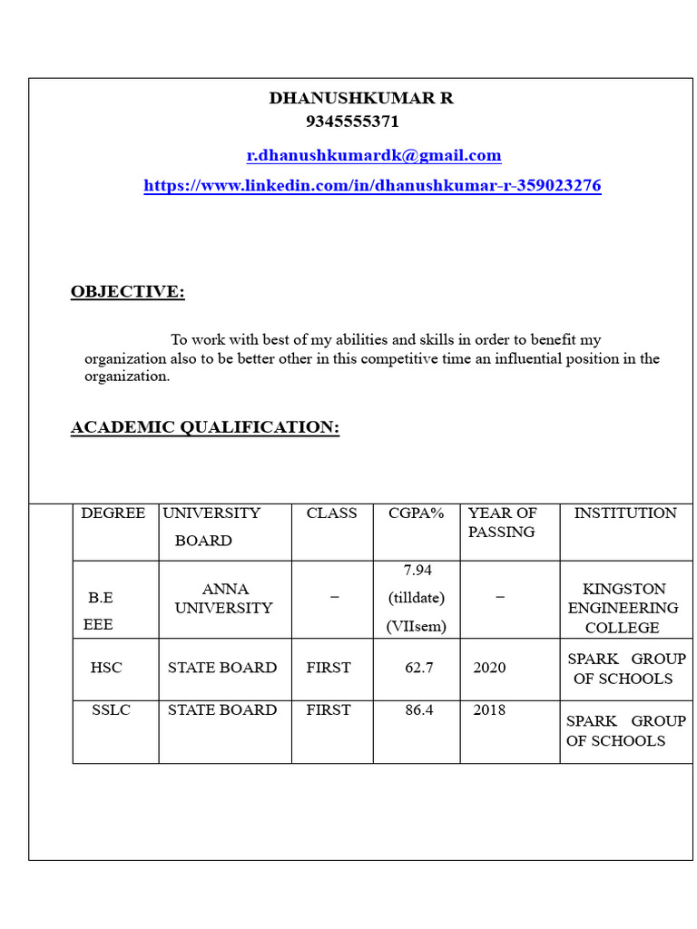 Dhanush Resume | PDF | Internet Of Things | Solar Panel