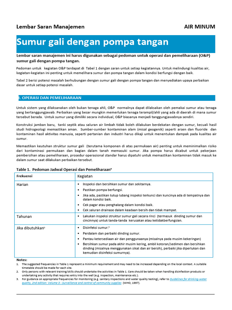 Lembar Saran Manajemen SGL-PT (SUMUR GALI - POMPA TANGAN) | PDF