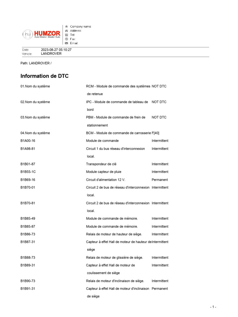 Codes DTC pour véhicules Land Rover | PDF | Ordinateurs