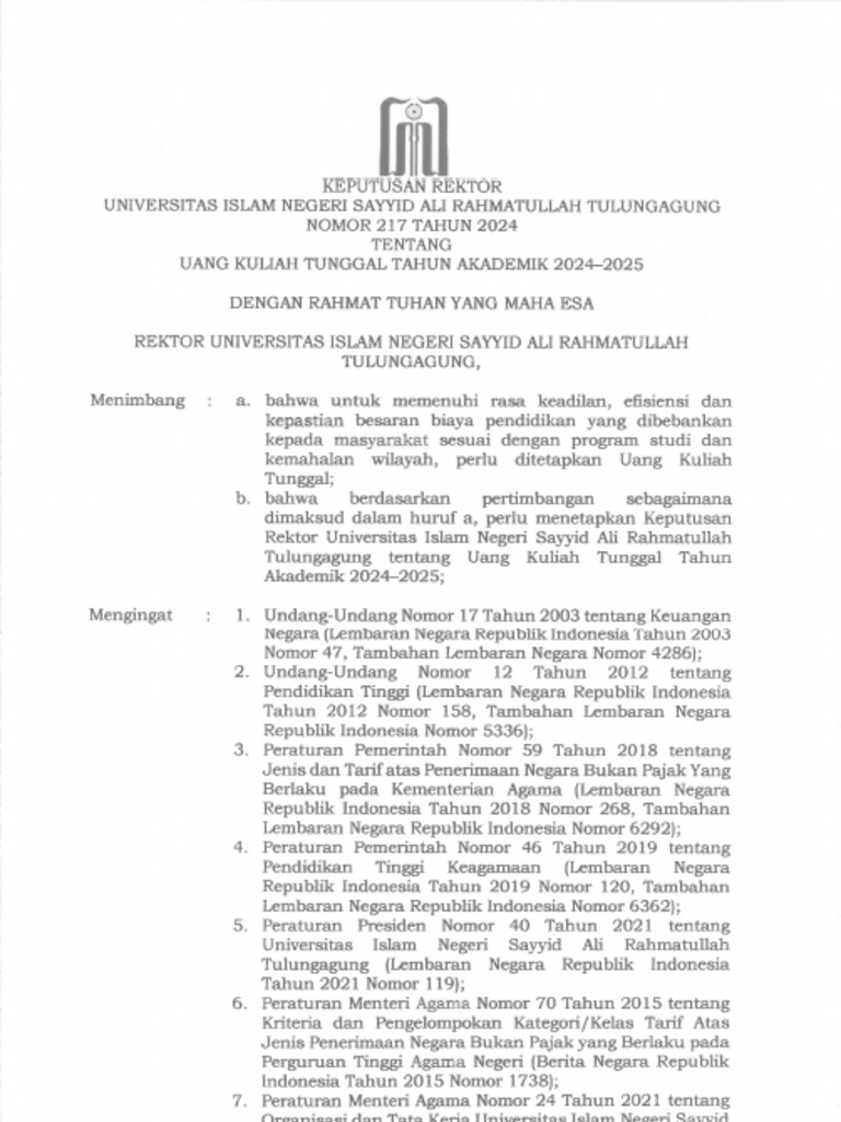 SK Tarif Ukt 2024 | PDF