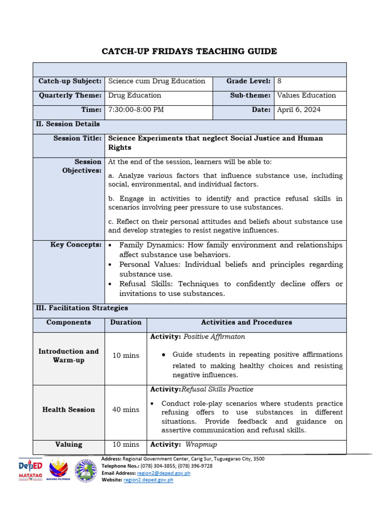 CATCH-UP-FRIDAYS-TG-SCIENCE-1 Drug Education | PDF | Substance Abuse ...