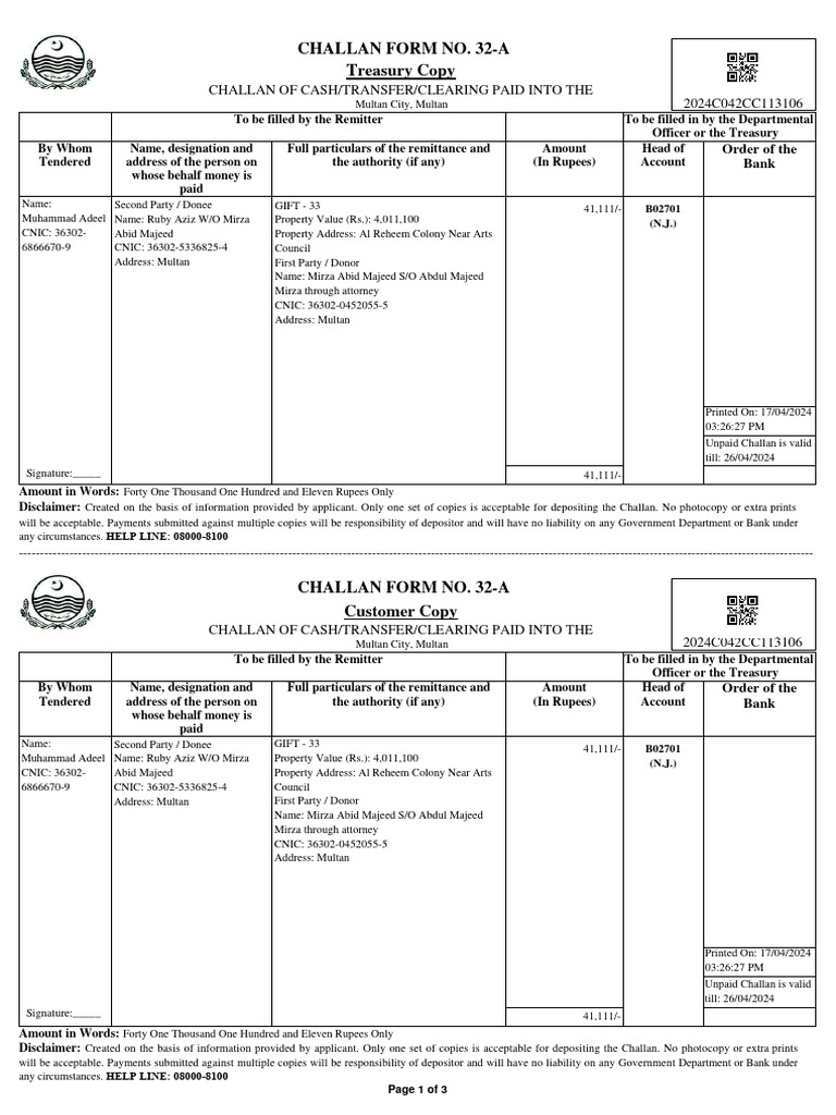 Challan Form for Cash Payments | PDF | Deposit Account | Banks