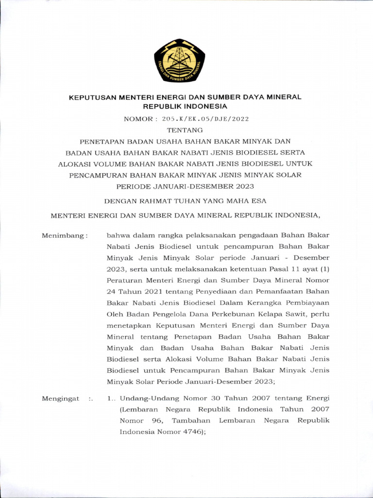 Alokasi Biodiesel PT Eco Prima Energi | PDF
