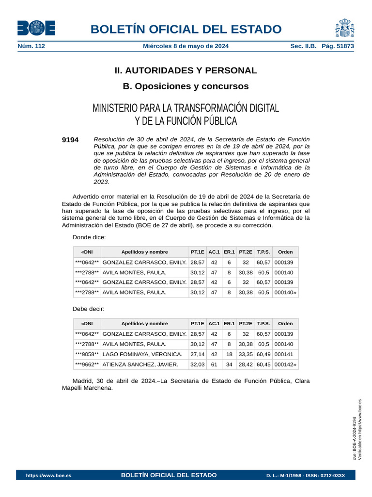 BOE-A-2024-9194 | PDF | Gobierno | Gobierno de españa