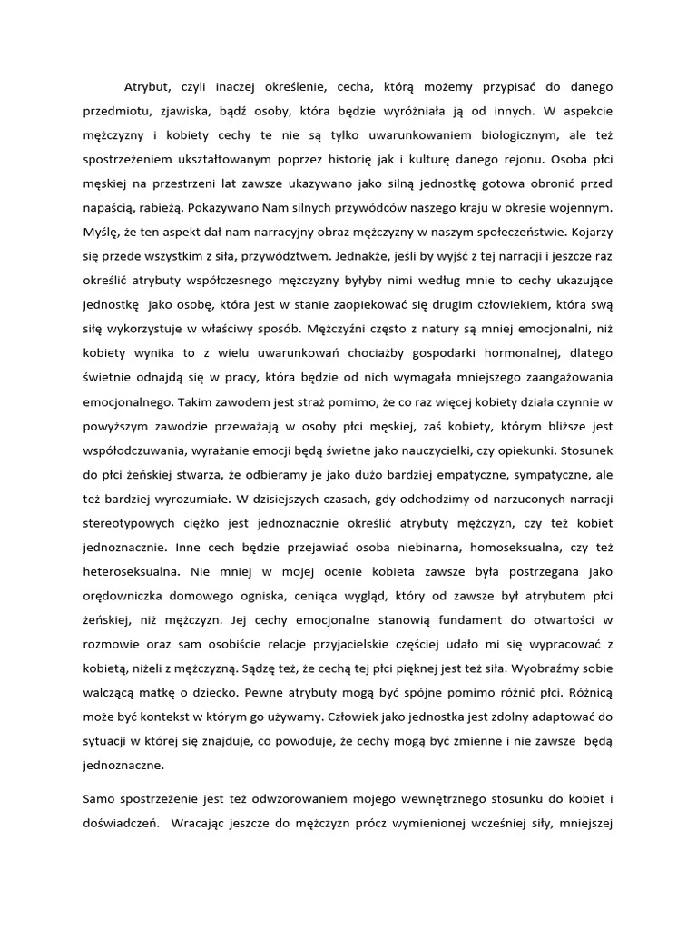Atrybuty Kobiecości I Męskości. | PDF