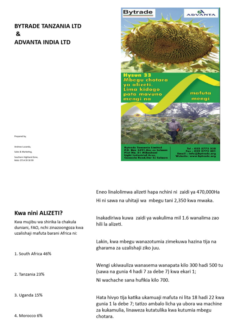 Alizeti Hysun 33 Andrew | PDF