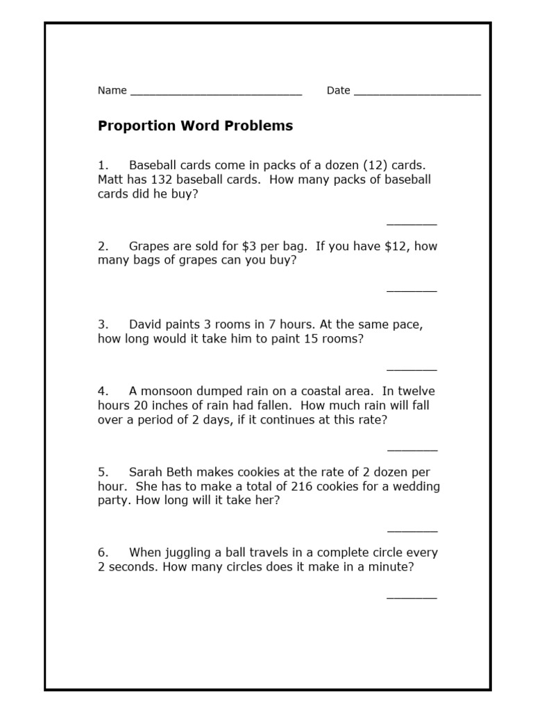 Ratio and Proportion Worksheet 2 | PDF