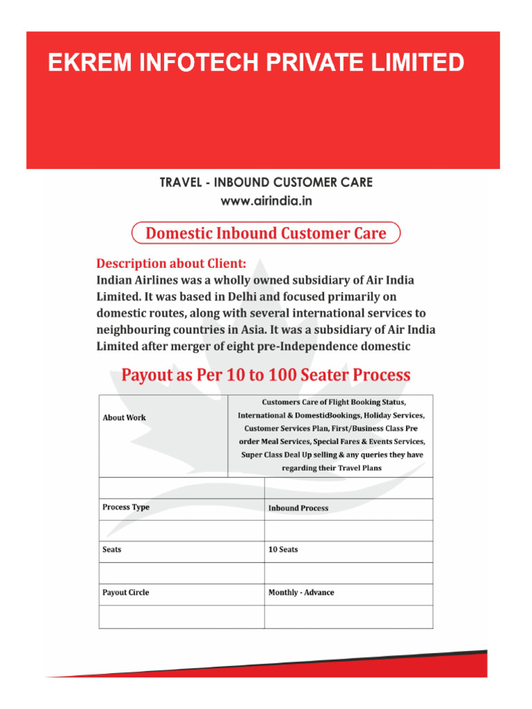 Domestic Inbound Bpo Project Airline | PDF