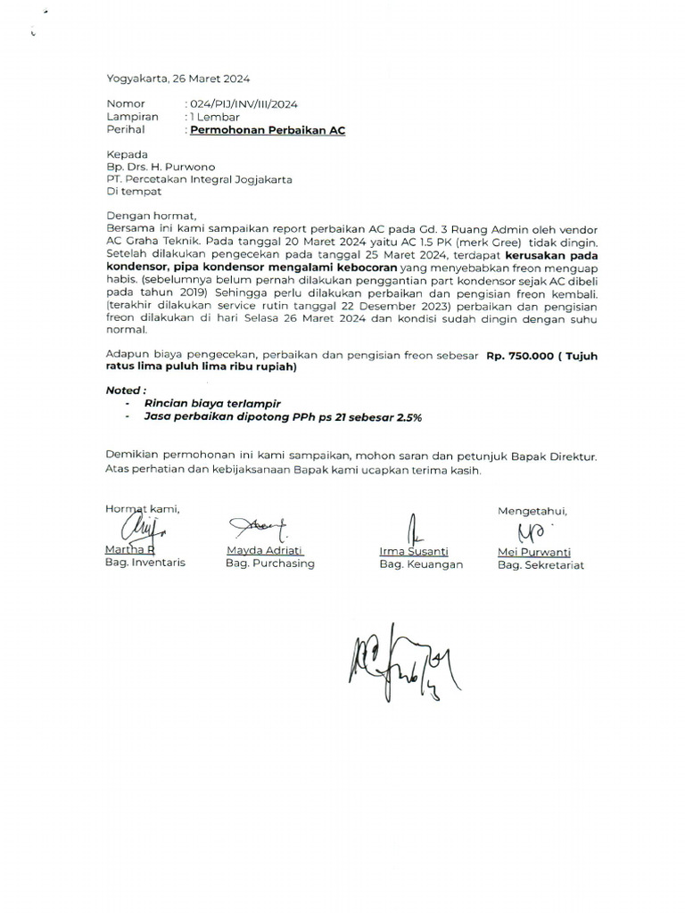 Report Perbaikan Ac | PDF