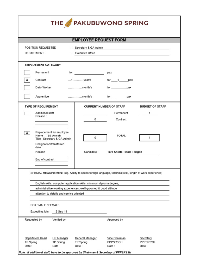 Employee Request Form - TP SPRING | PDF | Employment | Labor Relations